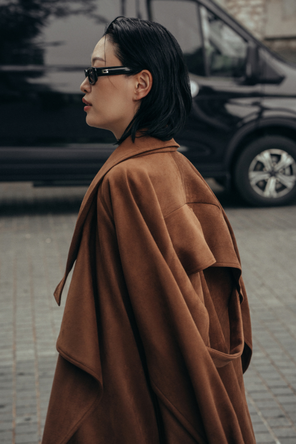 SUEDE DEVAN TRENCH COAT - BROWN – Mare Official