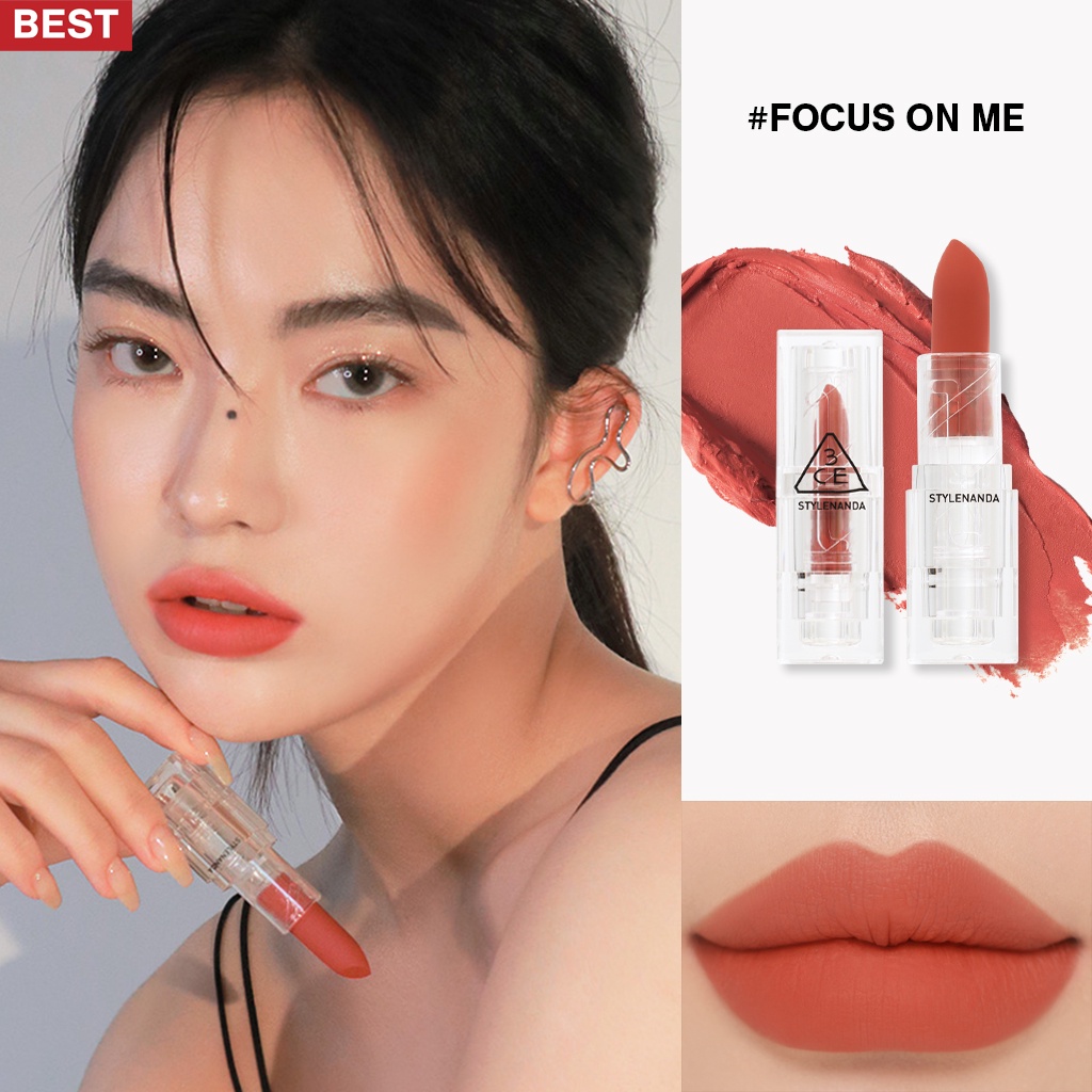 Son thỏi 3CE Soft Matte Lipstick vỏ trong suốt 3.5gSon thỏi 3CE Soft ...