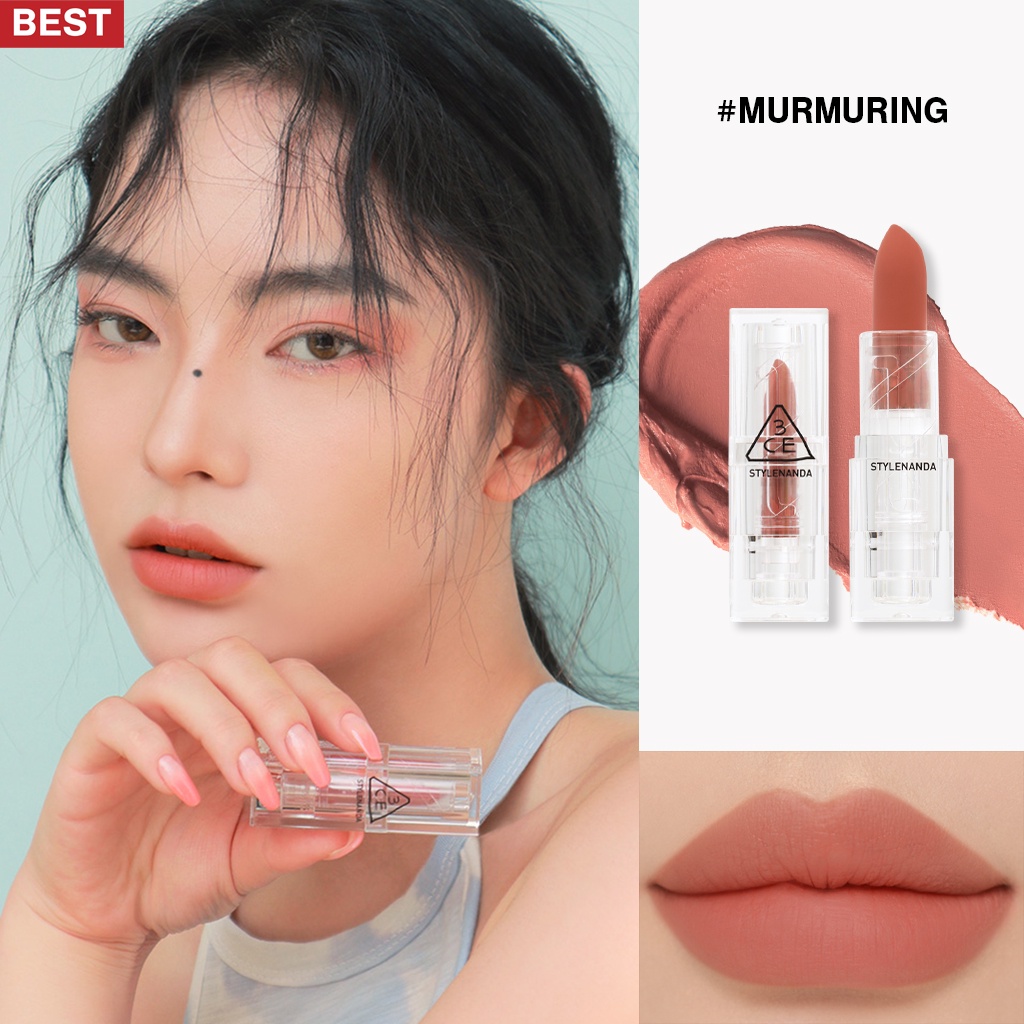 Son thỏi 3CE Soft Matte Lipstick vỏ trong suốt 3.5gSon thỏi 3CE Soft ...