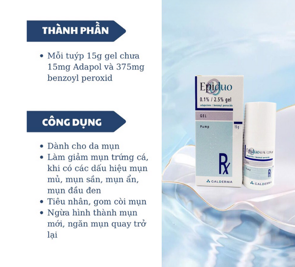 Kem Trị Mụn Viêm Mụn Mủ Mụn Trứng Cá Galderma Epiduo Gel 15gkem Trị