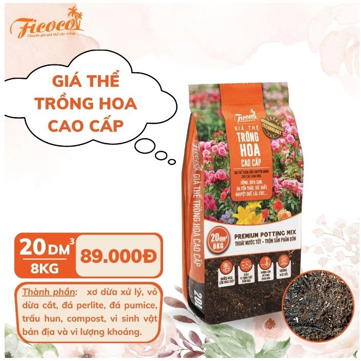 GIÁ THỂ TRỒNG HOA CAO CẤP FICOCO - GÓI 20L (8KG) – KIM NGÂN GIAO