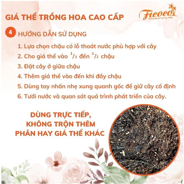 GIÁ THỂ TRỒNG HOA CAO CẤP FICOCO - GÓI 20L (8KG) – KIM NGÂN GIAO