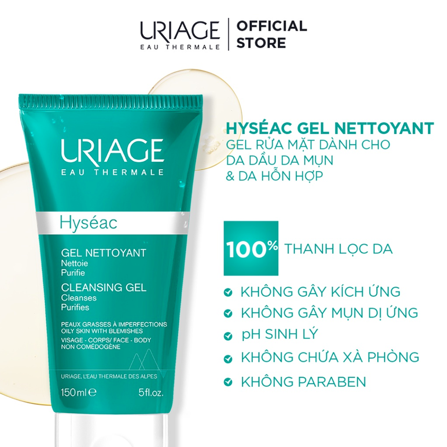 Gel rửa mặt dành cho da dầu, da mụn Uriage Hyseac Gel Nettoyant 150ml – dalieuonline