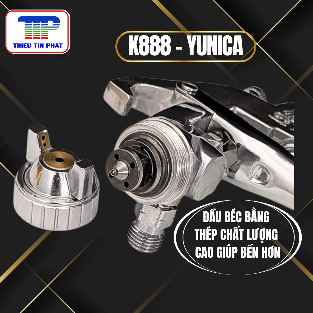 Súng phun sơn khí nén K888 YUNICA, béc phun 1.5mm, cốc phun 400cc ...