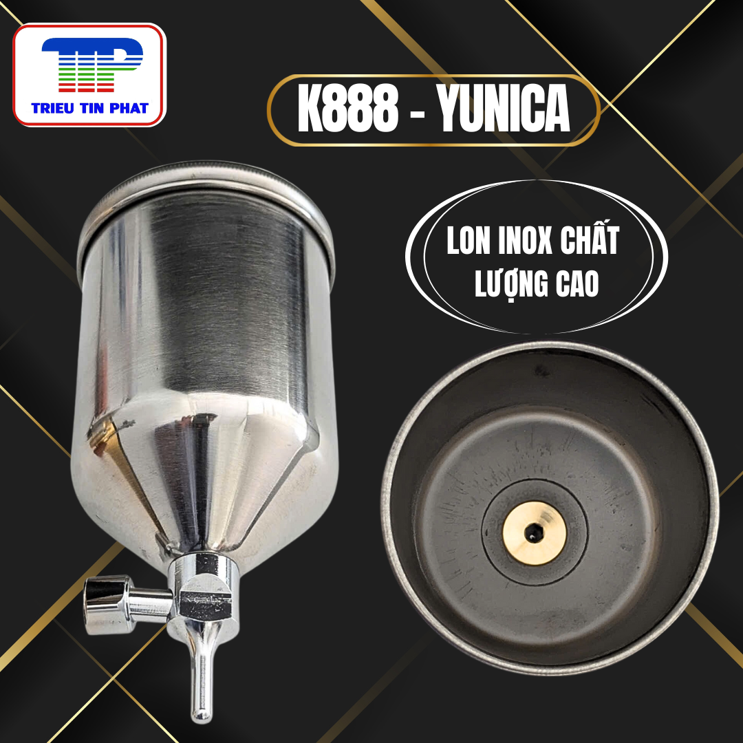 Súng phun sơn khí nén K888 YUNICA, béc phun 1.5mm, cốc phun 400cc ...