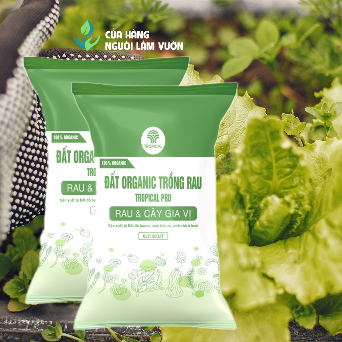 Đất organic trồng rau & cây gia vị TROPICAL PRO túi 20 lít (10kg ...