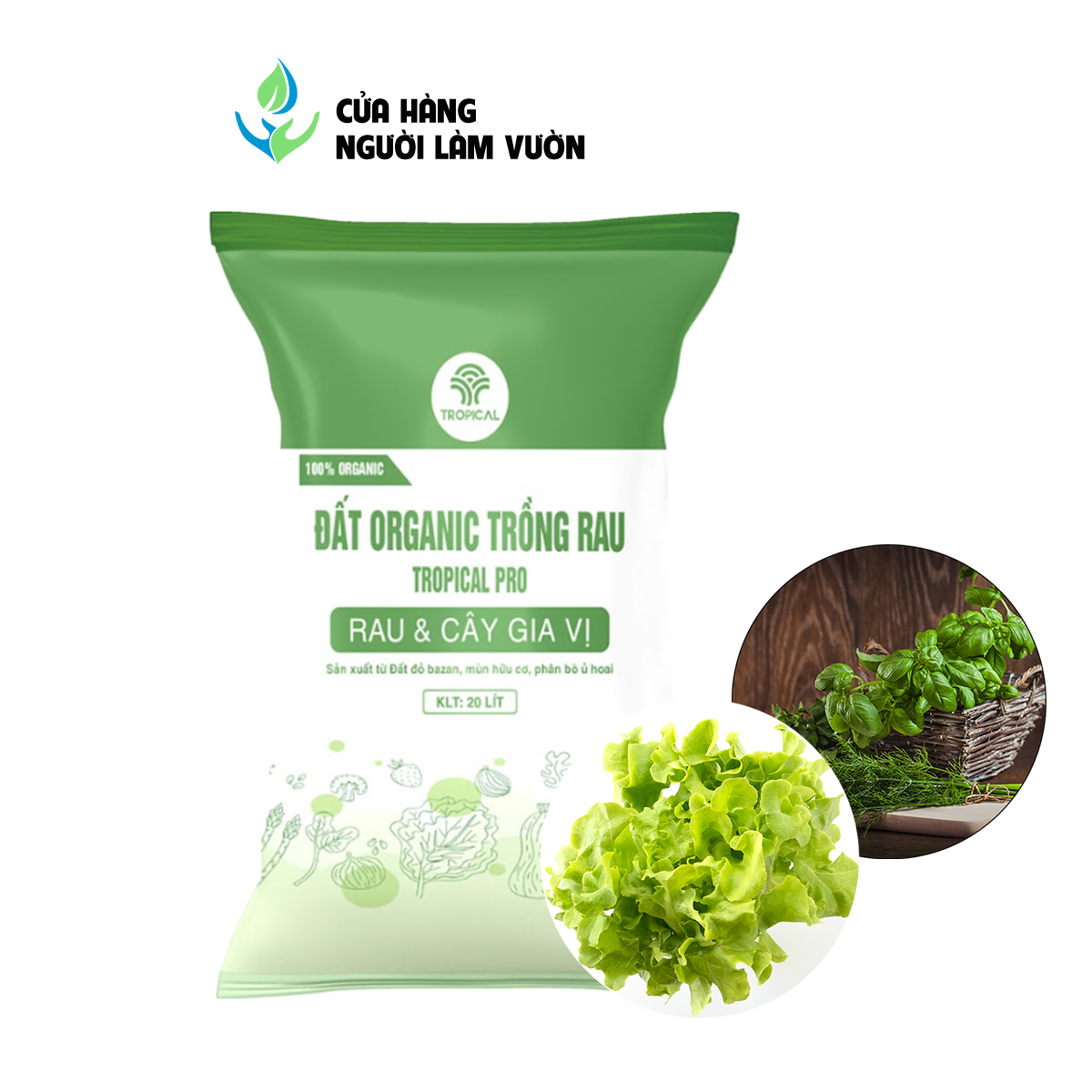 Đất organic trồng rau & cây gia vị TROPICAL PRO túi 20 lít (10kg ...