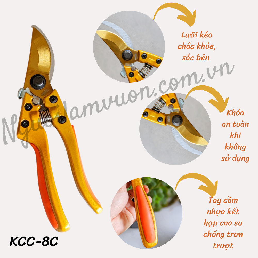 Kéo cắt cành lưỡi thép sắc bén không gỉ thương hiệu MFG tay cầm nhựa c ...