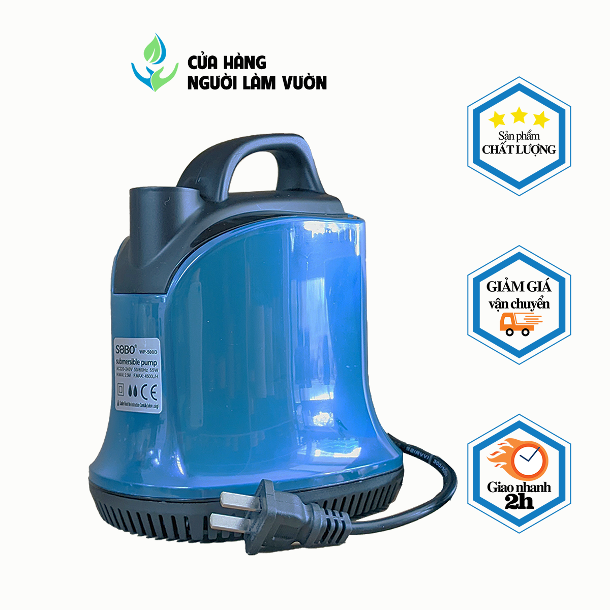 Máy bơm hồ cá SOBO 100D (7W, đẩy cao 0.7m) – NGƯỜI LÀM VƯỜN