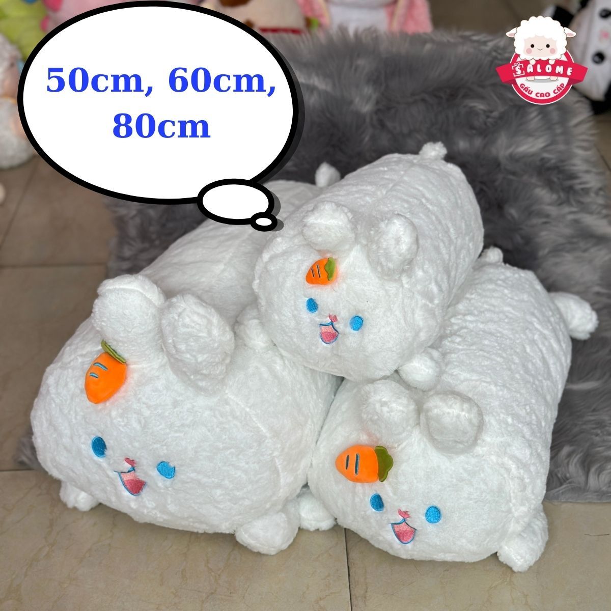 Gấu bông ôm ngủ thỏ trắng, khủng long xanh, cáo hồng dễ thương SALOME ...