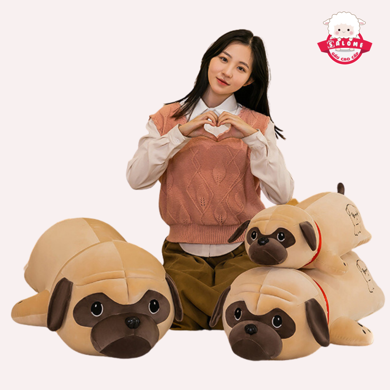 Gấu Bông Chó Pull Mặt Xệ Nằm Đáng Yêu SALOME, Thú Nhồi Bông Con Chó ...