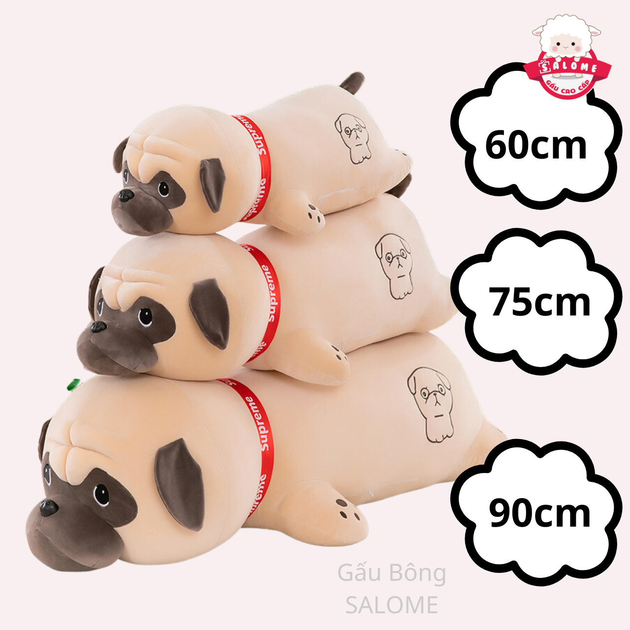 Gấu Bông Chó Pull Mặt Xệ Nằm Đáng Yêu SALOME, Thú Nhồi Bông Con Chó ...