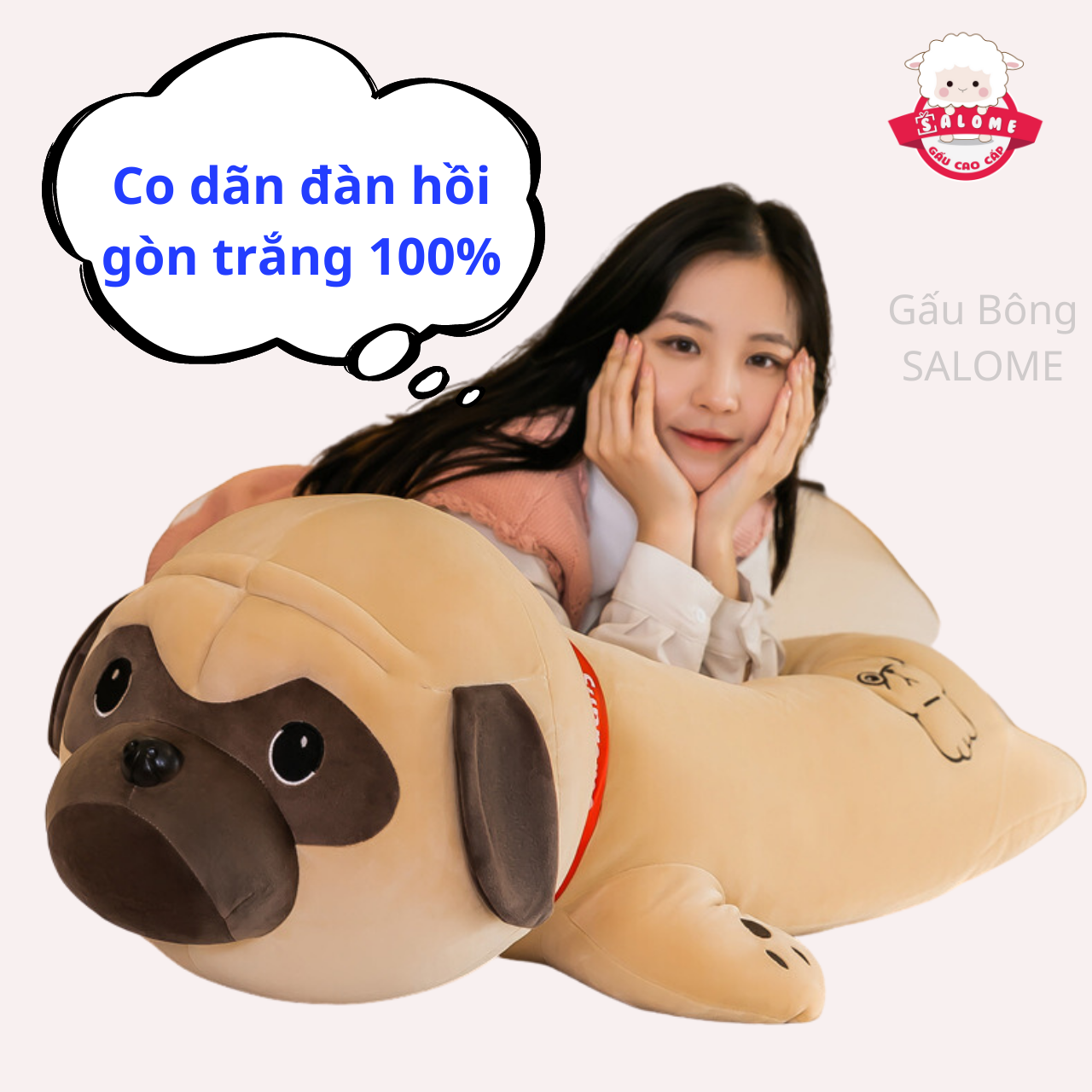 Gấu Bông Chó Pull Mặt Xệ Nằm Đáng Yêu SALOME, Thú Nhồi Bông Con Chó ...