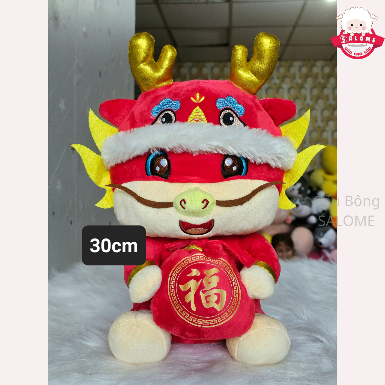 Gấu bông rồng thần tài ôm túi phúc SALOME, Thú Nhồi Bông Con Rồng Đỏ ...