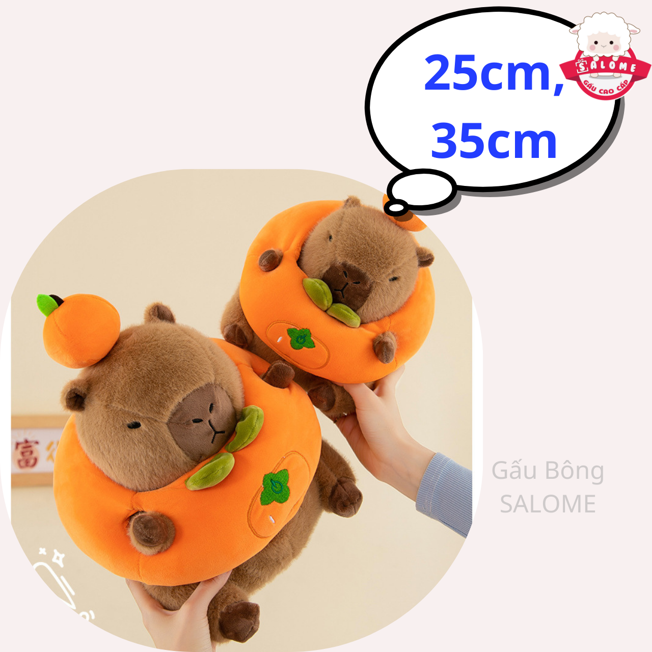 Gấu Bông Chuột Lang Nước Capybara Áo Phao Cam SALOME – Xưởng Gấu Bông Salome