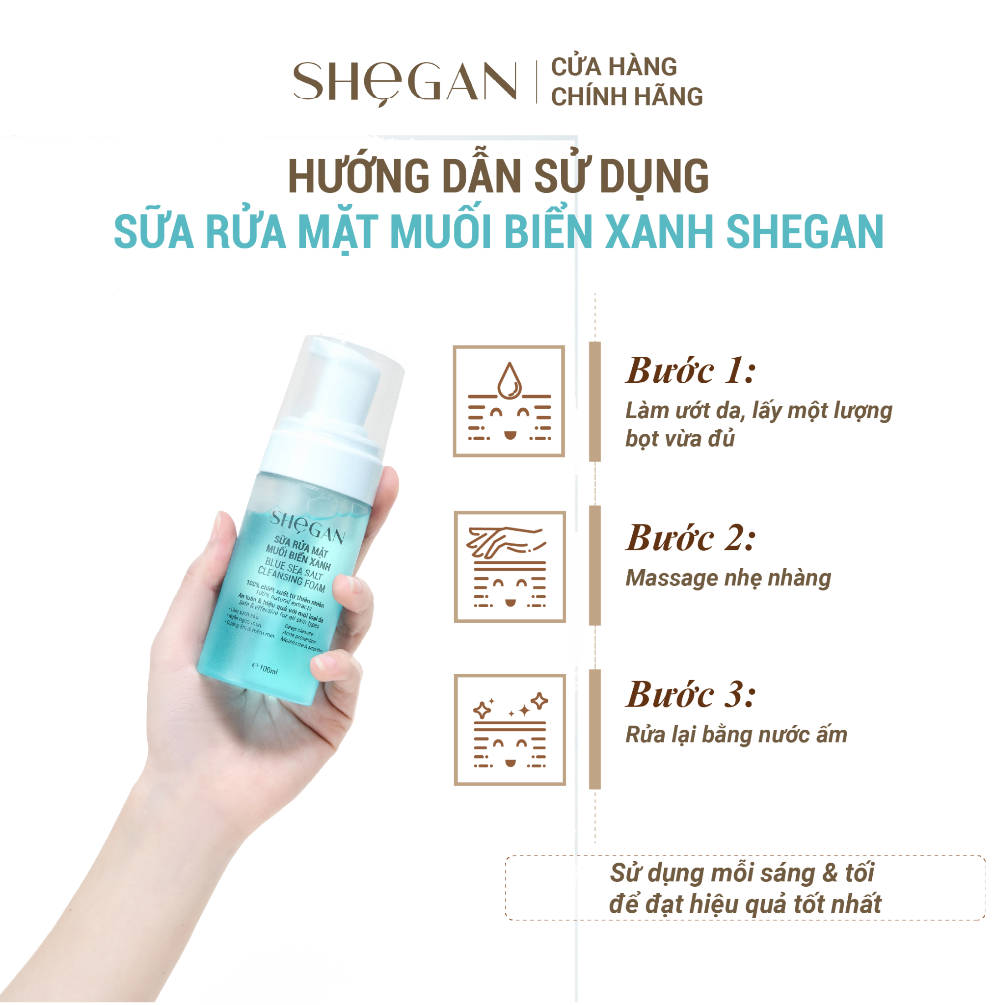 COMBO SỮA RỬA MẶT & NƯỚC TẨY TRANG MUỐI BIỂN XANH COMBO BLUE SEA S – SHEGAN