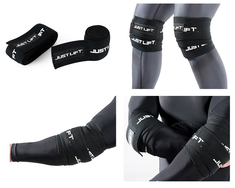 JUST LIFT. KNEE/ELBOW WRAPS – BLACK/WHITE – LukeAesthetic