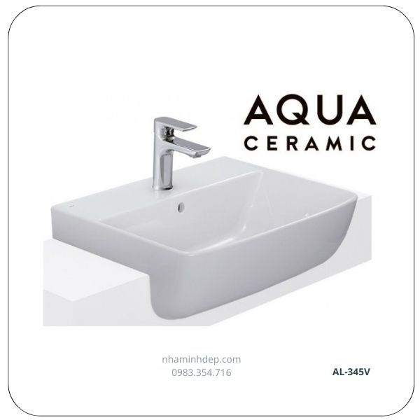 Chậu Rửa Lavabo bán âm bàn Inax AL-345V cao cấp men AQUA – nhaminhdep