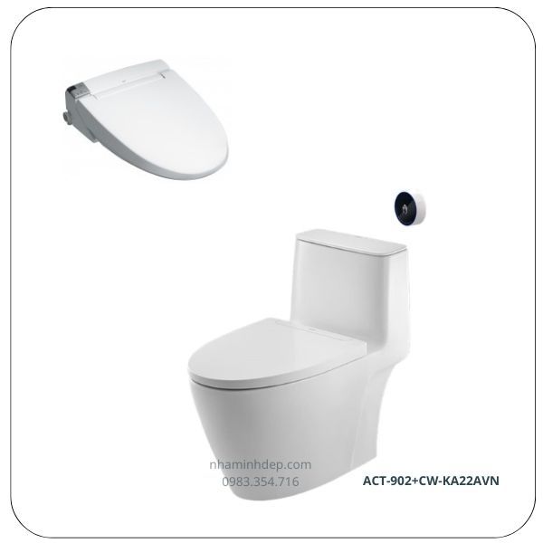 Bồn cầu 1 khối xả cảm ứng nắp điện tử Inax ACT-902+CW-KA22AVN – nhaminhdep