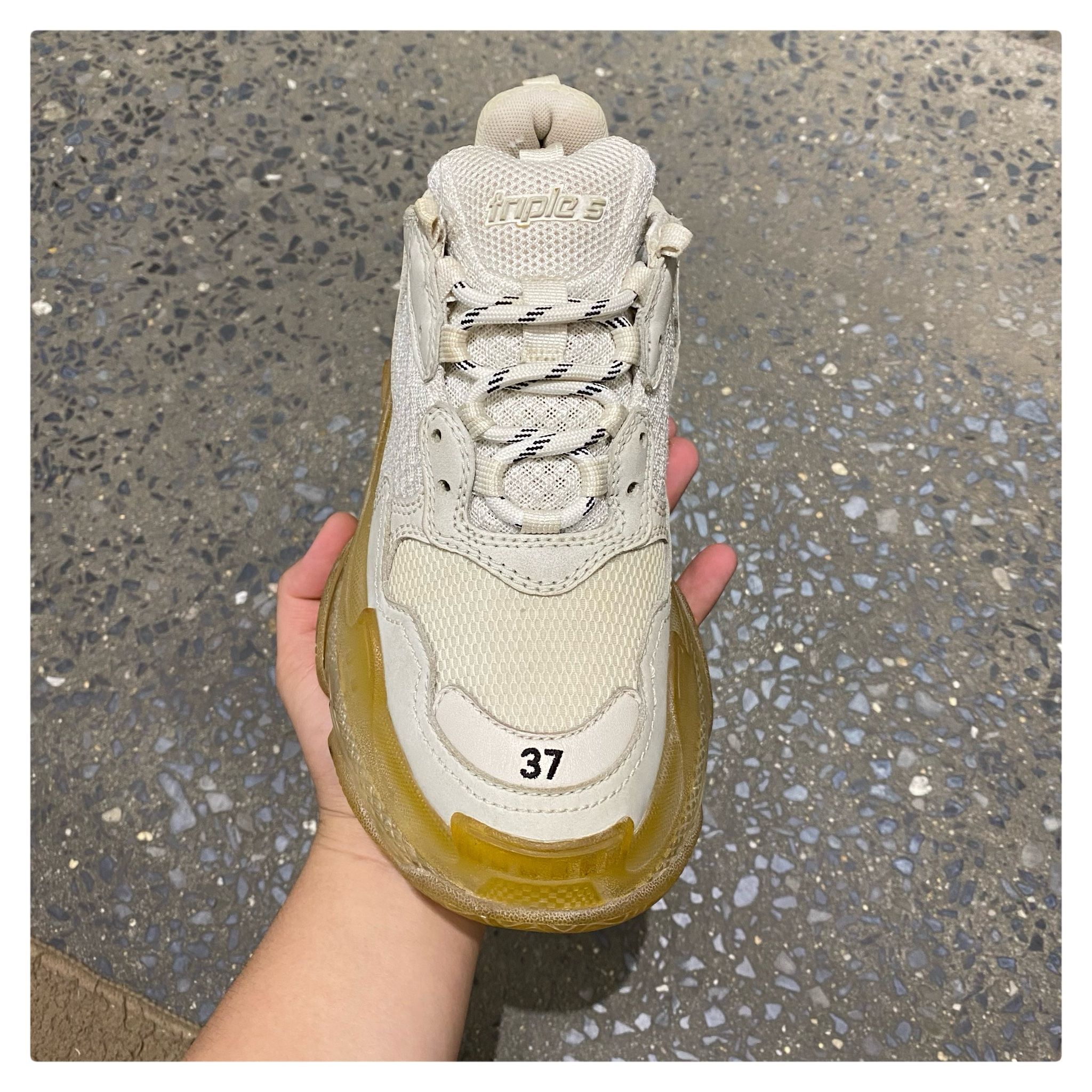 G2h Balenciaga Triple S Sneaker Clear Sole Off White - Giày Bám Bụi