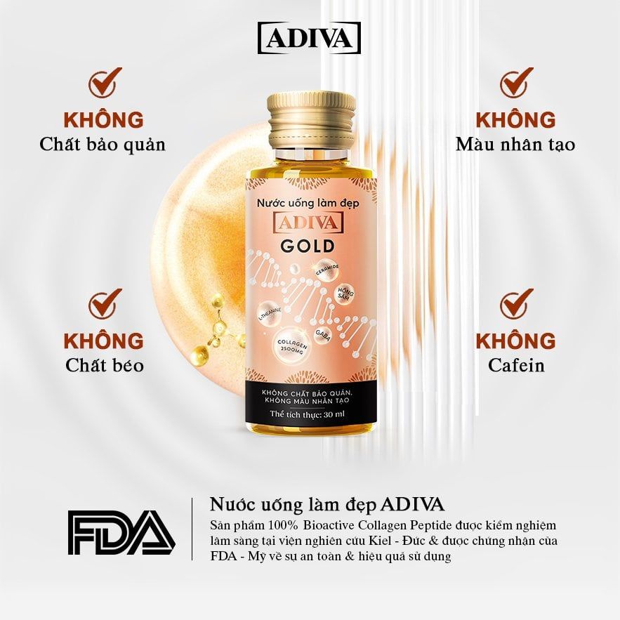 Adiva Gold Nước uống làm đẹp 30ml x 14 chaiAdiva Gold Nước uống làm đẹp ...