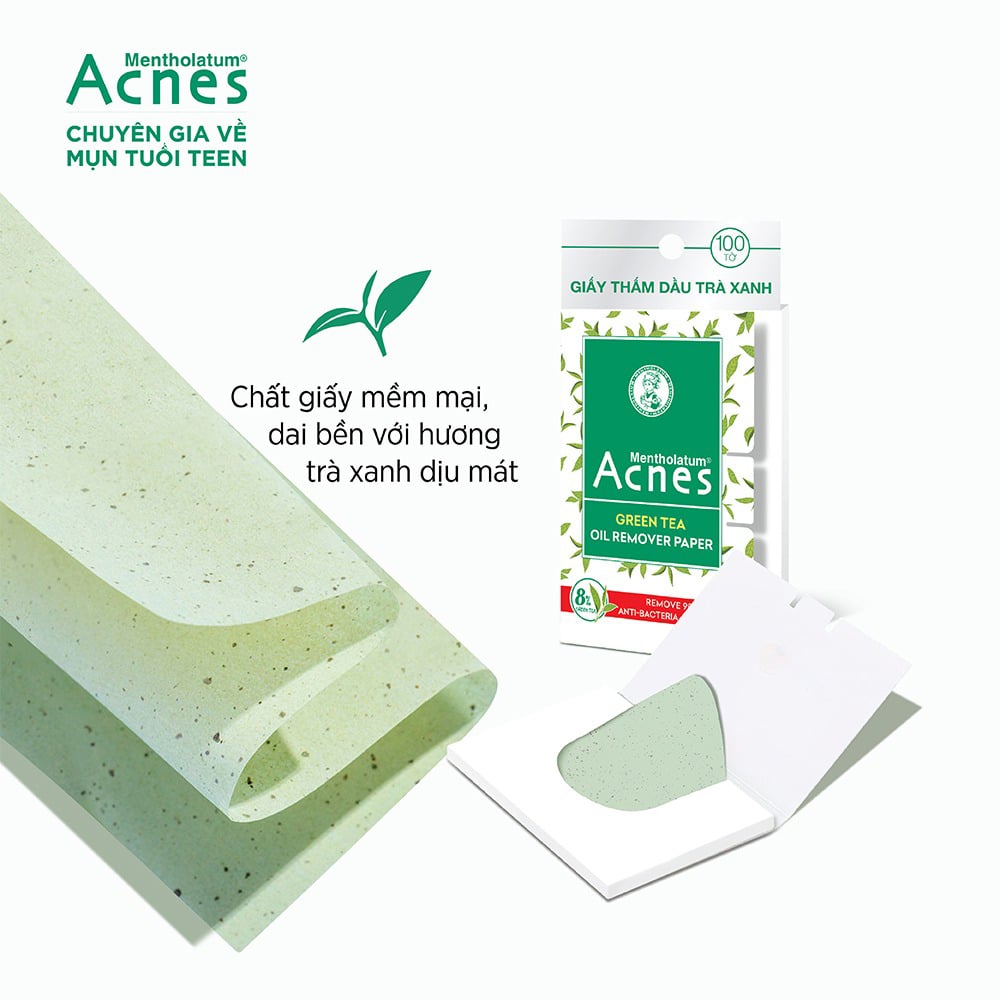 Acnes Giấy thấm dầu Green Tea Oil Remover Paper 100 tờAcnes Giấy thấm ...