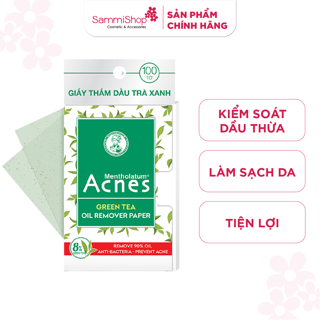 Acnes Giấy thấm dầu Green Tea Oil Remover Paper 100 tờAcnes Giấy thấm ...