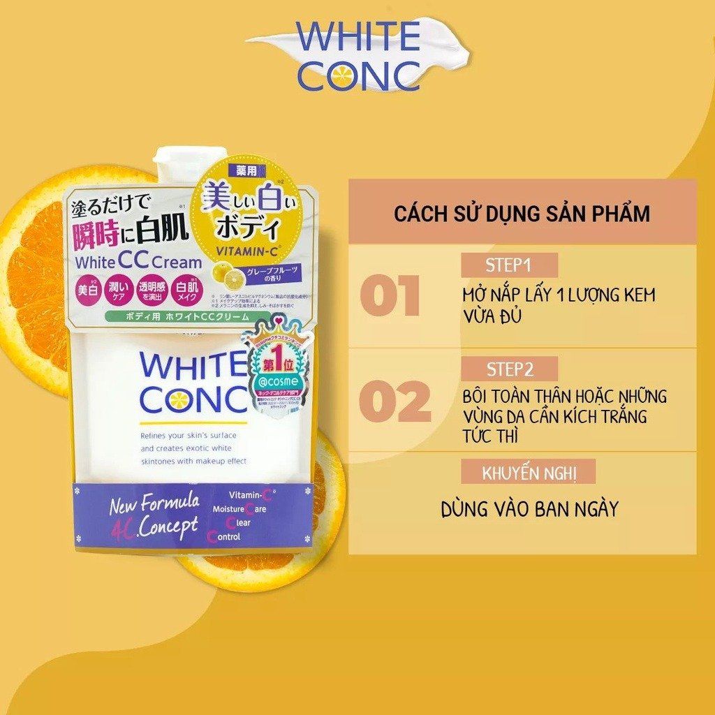 White conc Kem dưỡng toàn thân ban ngày White CC Cream 200gWhite conc ...