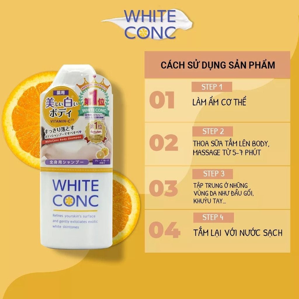 White conc Sữa tắm trắng da Body Shampoo Vitamin CWhite conc Sữa tắm ...