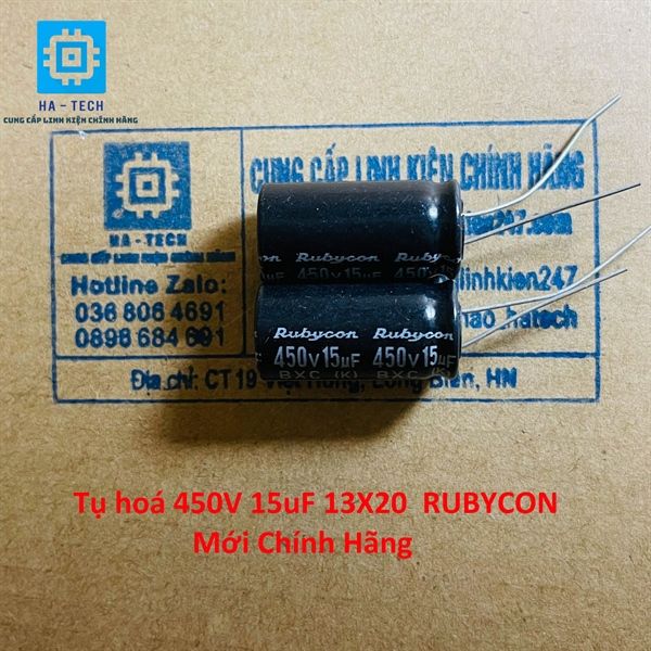 Túi 20 chiếc Tụ hoá 450V 15uF 13X20 Rubycon chính hãng mới 100%