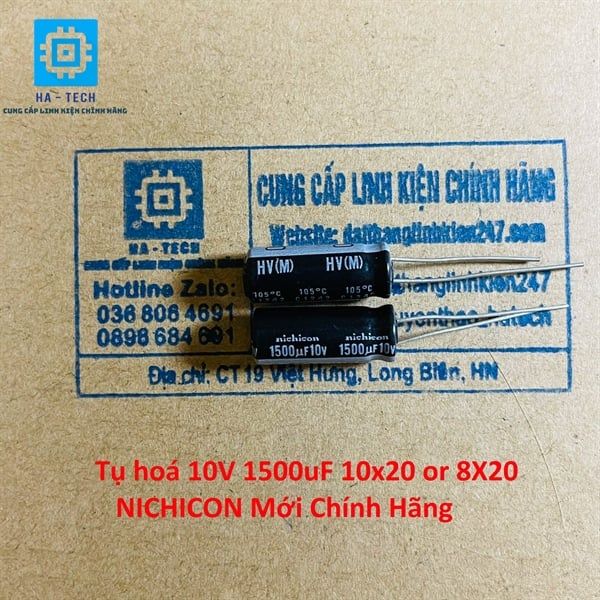 Túi 30 chiếc Tụ hoá 10V 1500uF 10x20 or 8X20 nichicon Chính hãng mới 1