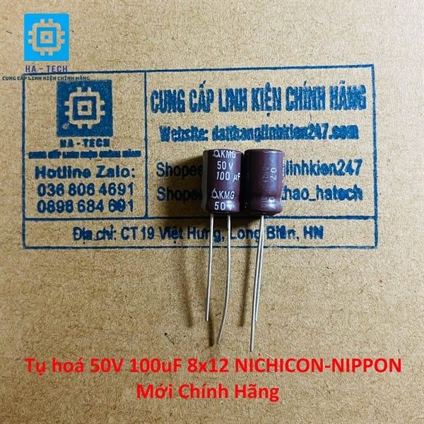 Túi 80 chiếc Tụ hoá 50V 100uF 8x12 nichicon/nippon mới chính hãng