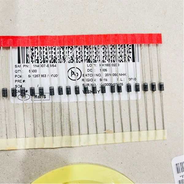 Diode Chỉnh Lưu Cắm 1A 1000V 1N4007 hãng Vishay Dạng Dây 10 chiếc