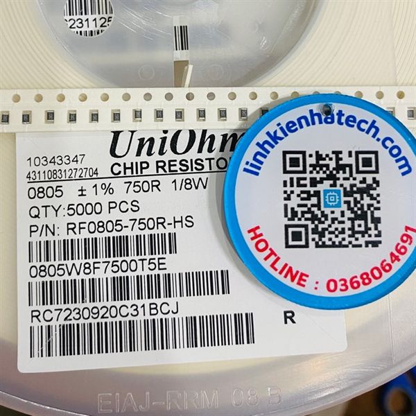 Điện trở dán 0805 887R 1% 1/8W chính hãng dây 50c