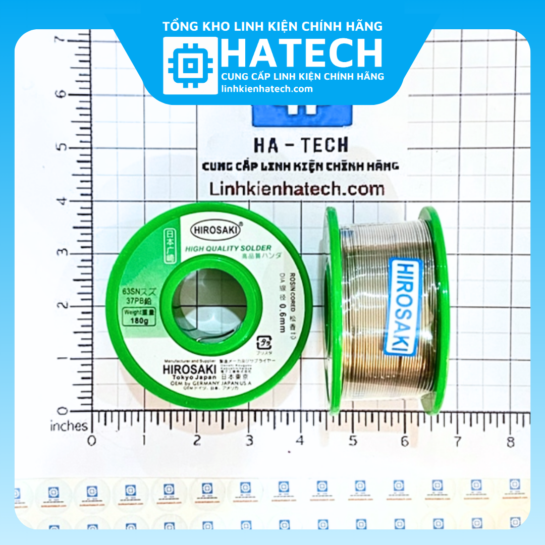 Thiếc Hàn Nhật HIROSAKI 0.6mm Sn60 Pb40 180g xanh nhập khẩu