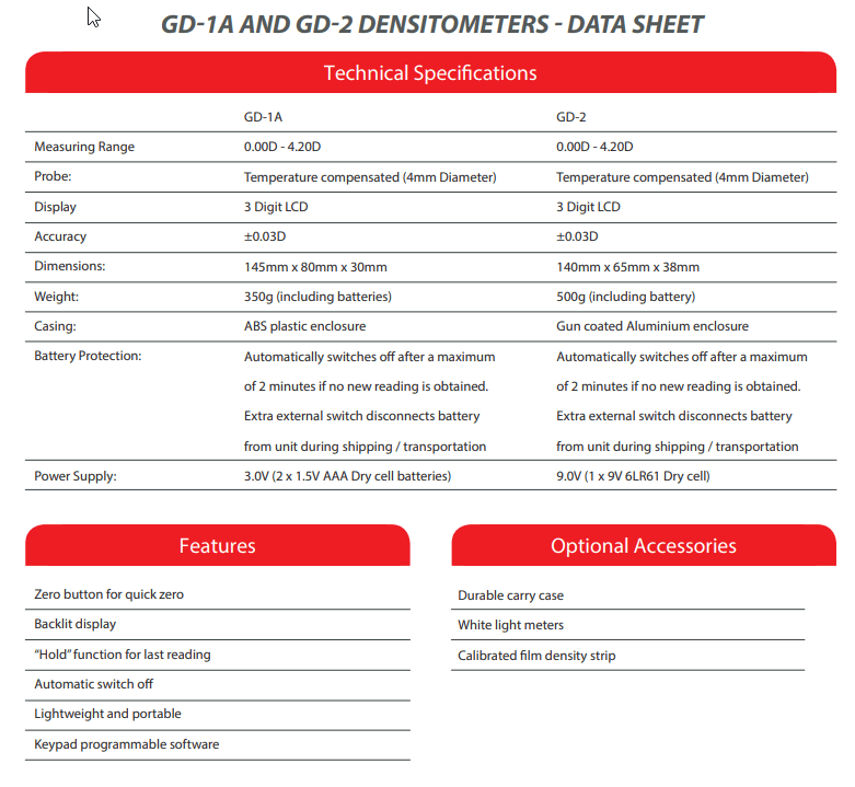 GD-1A Pencil Type Digital Densitometer GD-2 Digital Film Densitometer ...