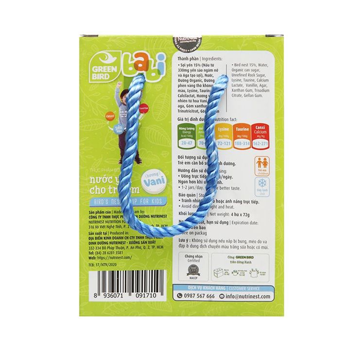 Nước yến cho trẻ em Green Bird Babi (Hương vani) (Hộp 4 hũ x 72g) – Nhà Thuốc Helios