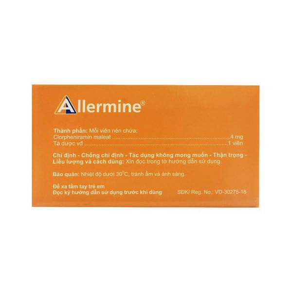 Allermine 4mg - Dùng trong các trường hợp dị ứng (Hộp 10 vỉ x 20 viên ...