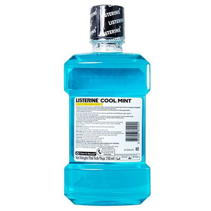 Nước súc miệng Listerine cool mint - Giảm hôi miệng, viêm nướu, sâu ...