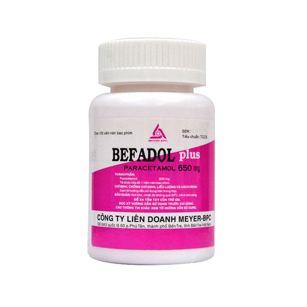 Befadol plus 650mg - Giảm đau, hạ sốt (Chai 100 viên) – Nhà Thuốc Helios