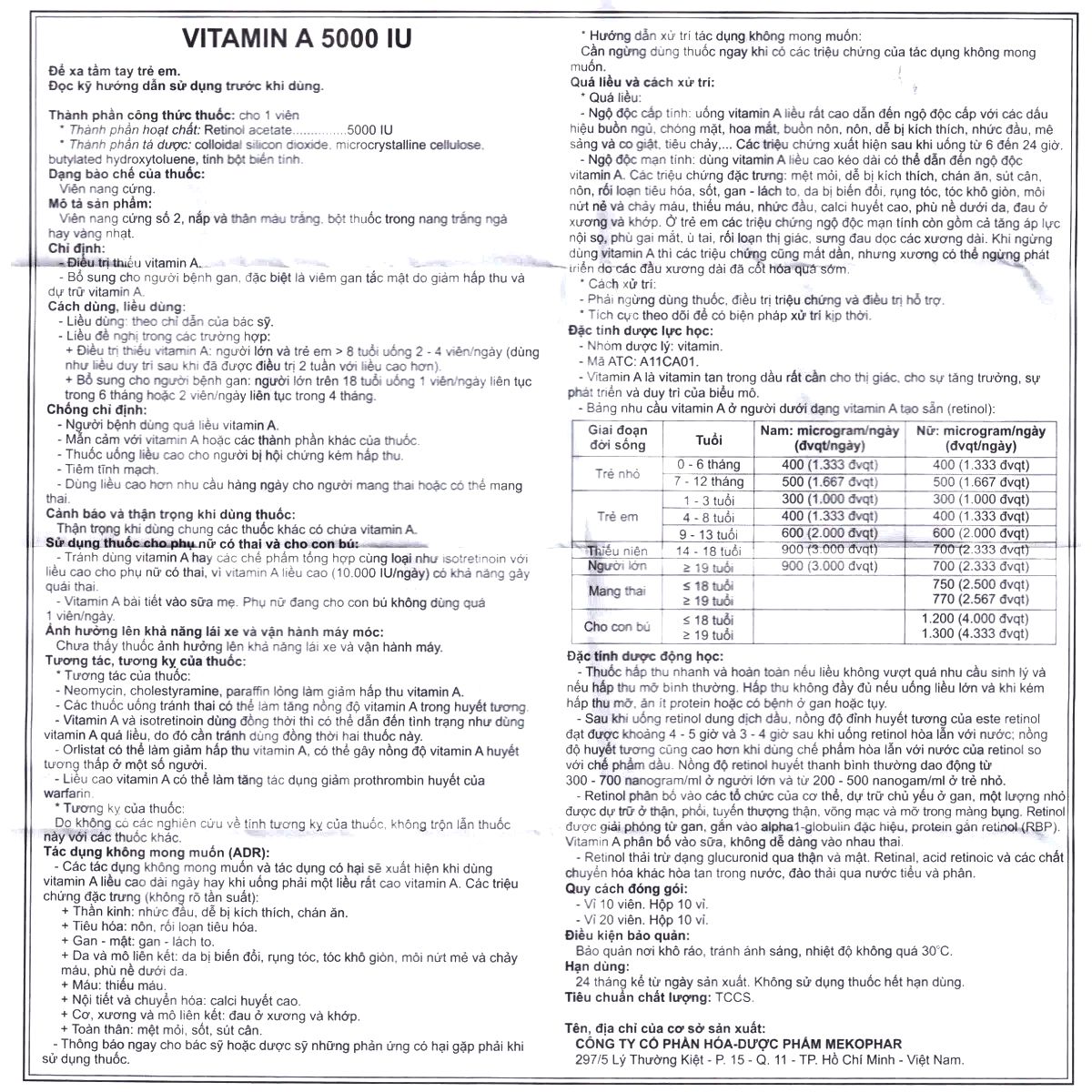 Vitamin A 5000IU - Điều trị thiếu Vitamin A (Hộp 10 vỉ x 10 viên) – Nhà ...