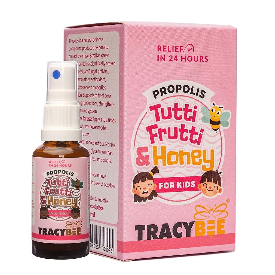 Keo ong xanh Propolis Tutti Frutti & Honey Tracybee dạng xịt - Giảm ho – Nhà Thuốc Helios