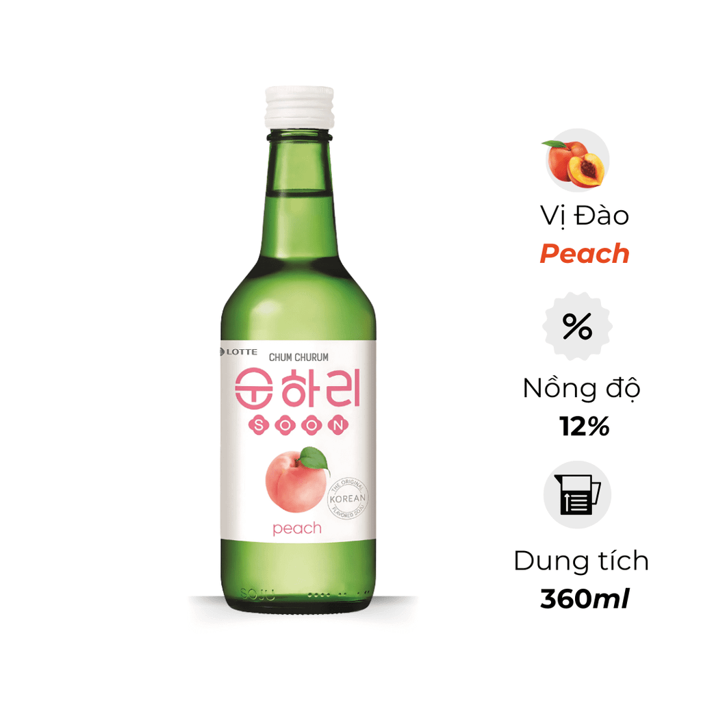 Rượu Soju Chum Churum Vị Đào Peach - Chai 360ML 12% – Thế Giới Soju