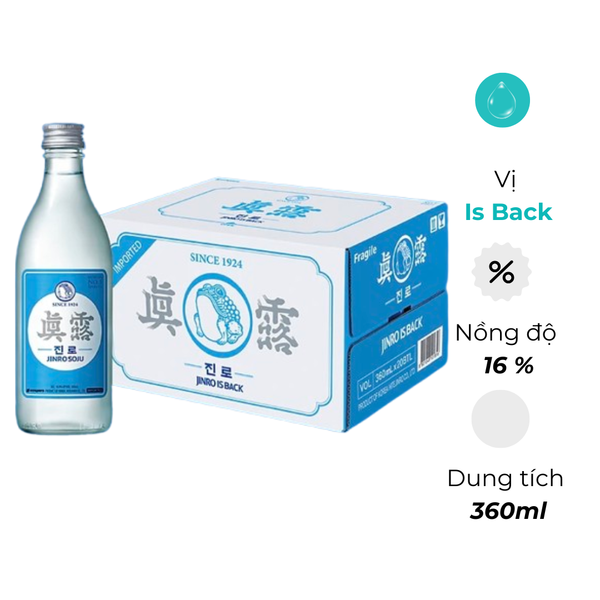 Rượu Soju Hàn Quốc Jinro Is Back 360ml 16 % (20 Chai / Thùng) – Thế ...