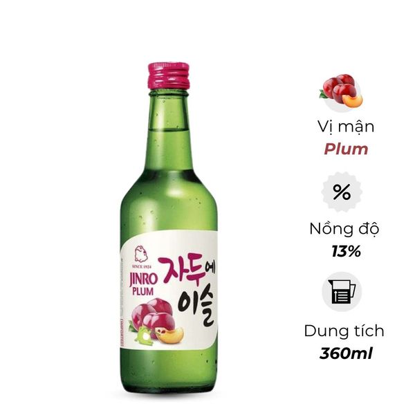 Rượu Soju Hàn Quốc Jinro vị Mận Plum 360ml-Chính Hãng – Thế Giới Soju