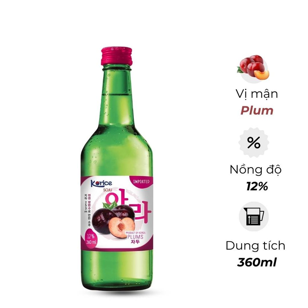Rượu Soju Hàn Quốc Korice vị Mận Plum 360ml – Thế Giới Soju