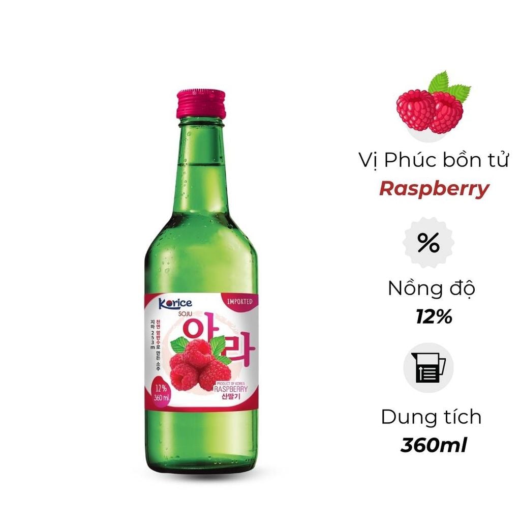 Rượu Soju Hàn Quốc Korice vị Phúc Bồn Tử Raspberry 360ml – Thế Giới Soju