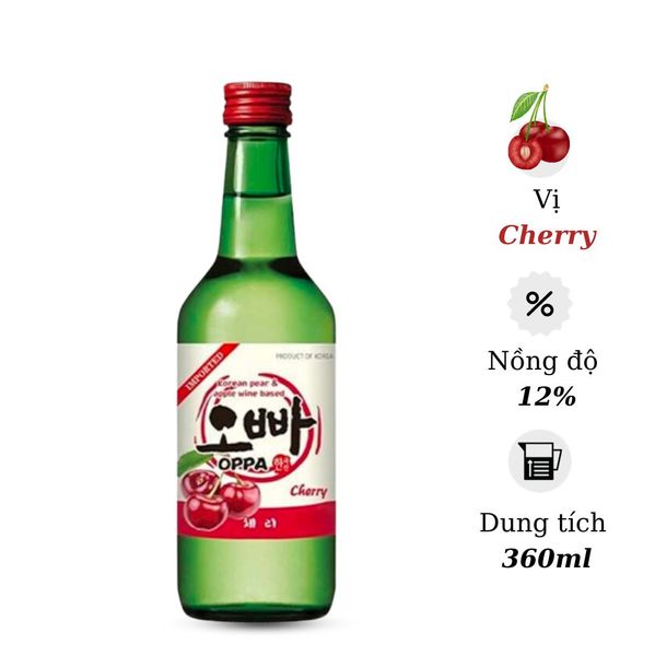 Rượu Soju Hàn Quốc Oppa vị Cherry 360ml - Chính Hãng – Thế Giới Soju