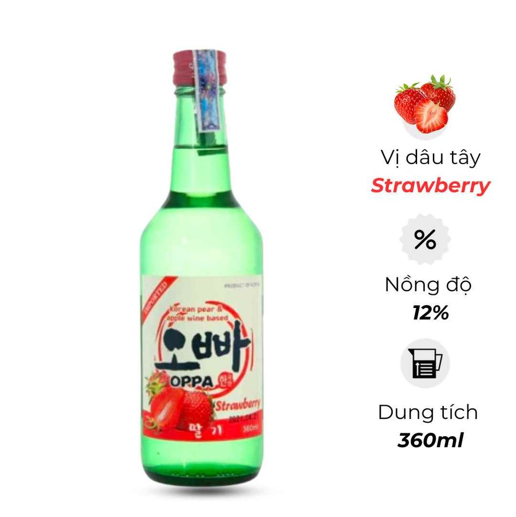 Rượu Soju Hàn Quốc Oppa vị Dâu Tây Strawberry 360ml - Chính Hãng – Thế ...