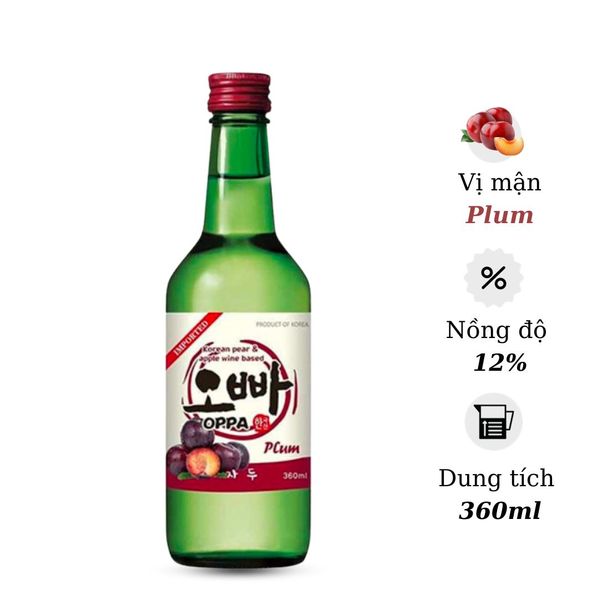 Rượu Soju Hàn Quốc Oppa vị Mận Plum 360ml - Chính Hãng – Thế Giới Soju